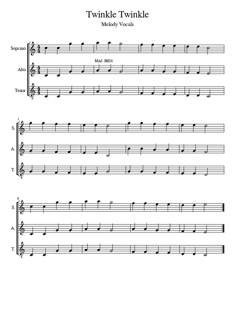 Twinkle Twinkle: Melody Vocals | PDF