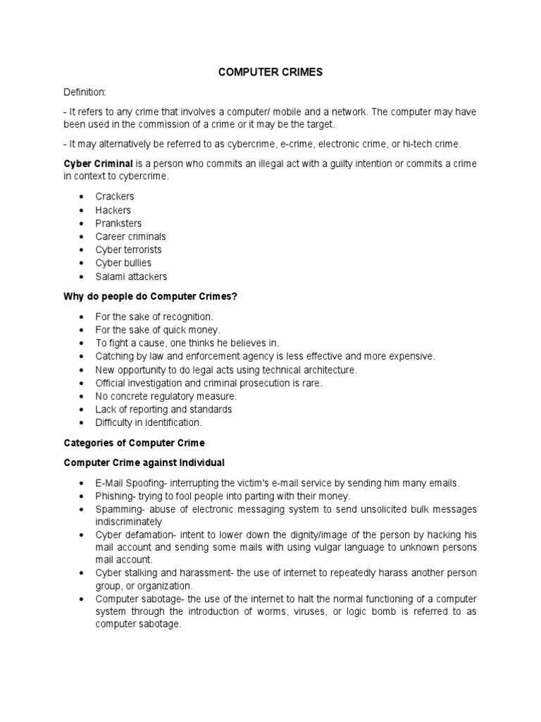 Understanding the Threat: A Comprehensive Guide to Computer Crimes ...