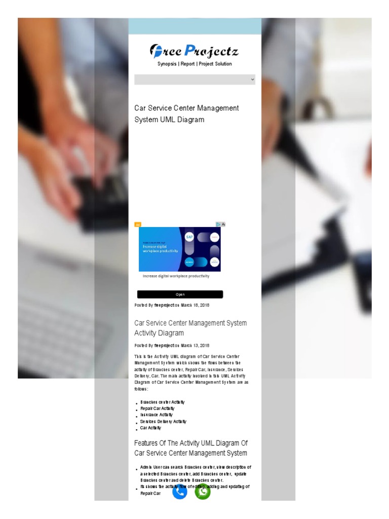 WWW Freeprojectz Com Uml Diagram Car Service Center Management System ...
