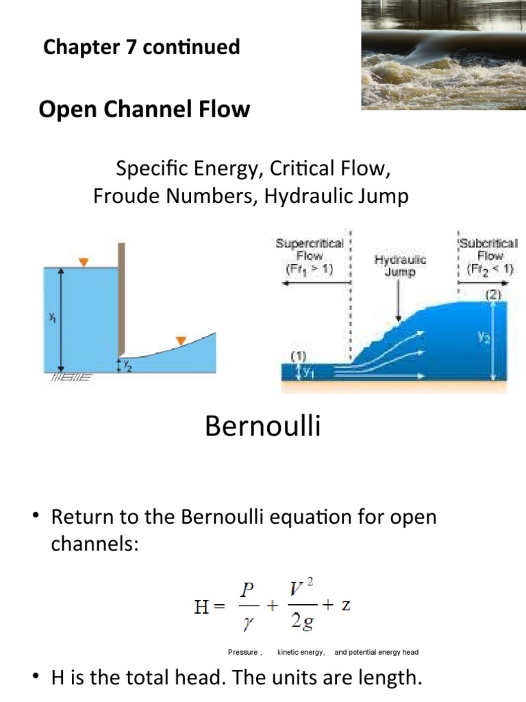 Open Channel Flow: Energy & Froude Number | PDF | Velocity | Motion ...