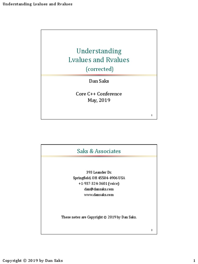 Understanding Lvalues and Rvalues: (Corrected) | PDF | Parameter (Computer Programming) | C++