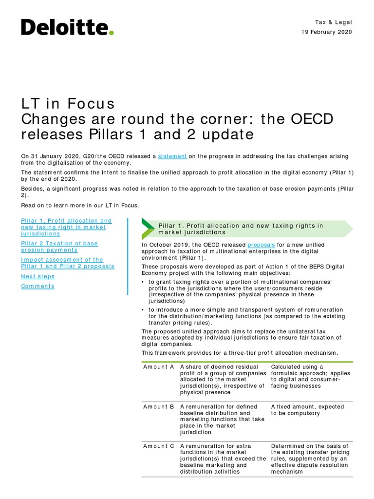 15 - OECD Pillar 1 & 2 (Deloitte) PDF | PDF | Taxes | Multinational ...