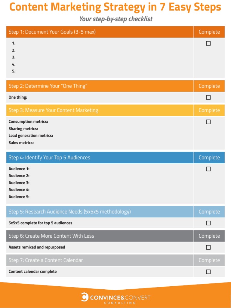 7 Step Content Marketing Strategy Template | PDF