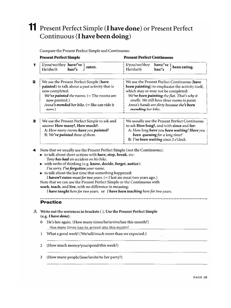 Present Perfect Simple-Continuous | PDF