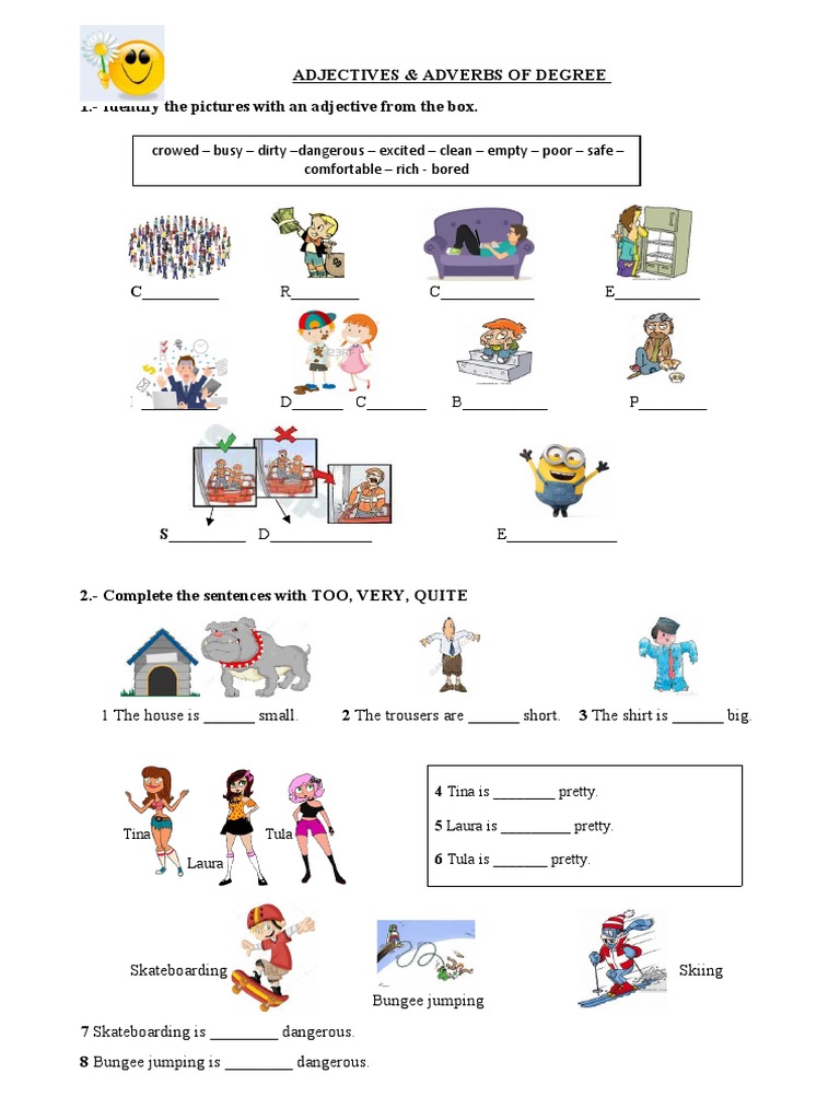 Adjectives and Adverbs of Degree Picture Description Exercises - 109876 ...