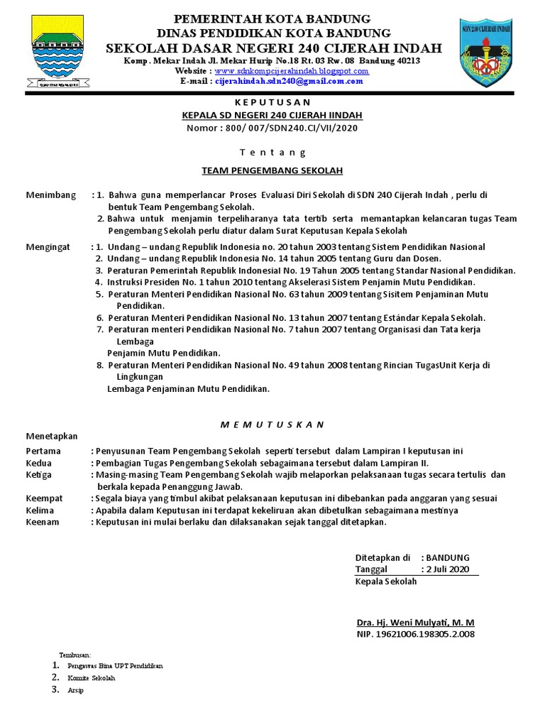 SK Tim Pengembangan Sekolah | PDF