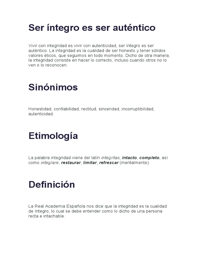 Ser Íntegro Es Ser Auténtico | PDF | Moralidad | Vida