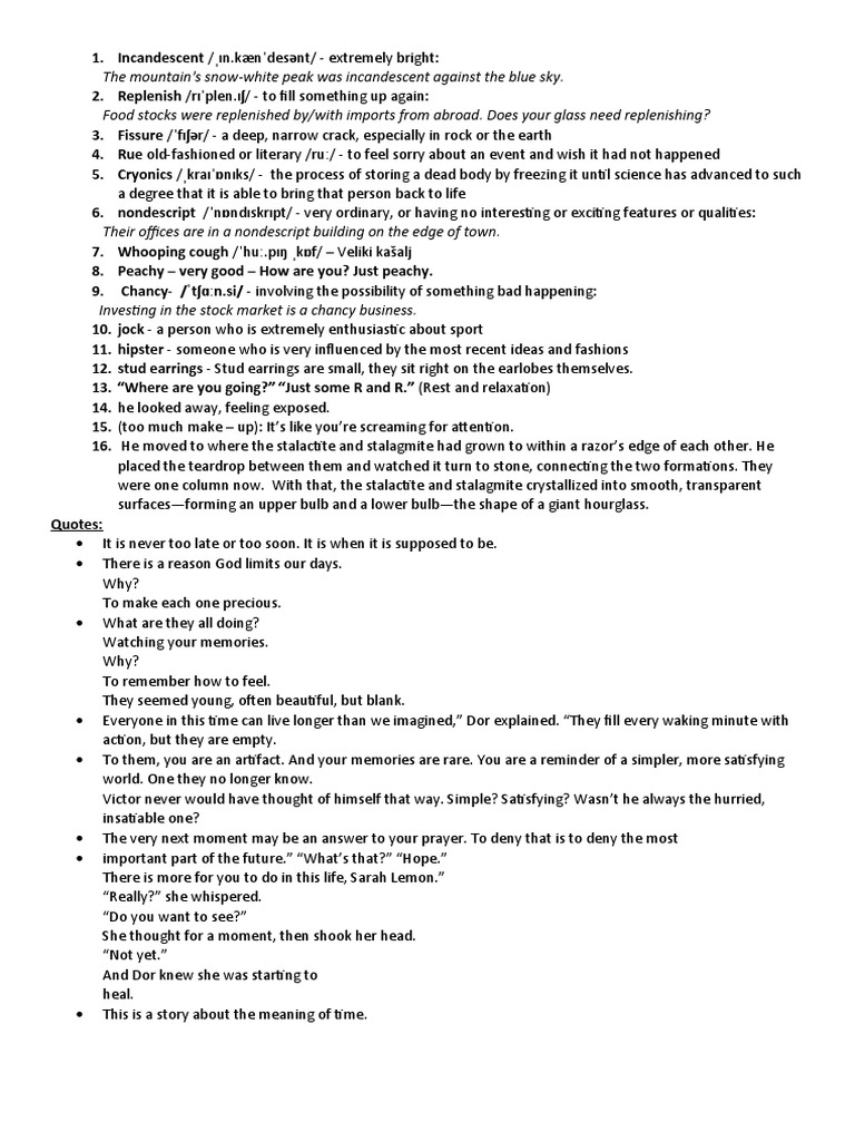 The Time Keeper - Vocabulary and Quotes | PDF
