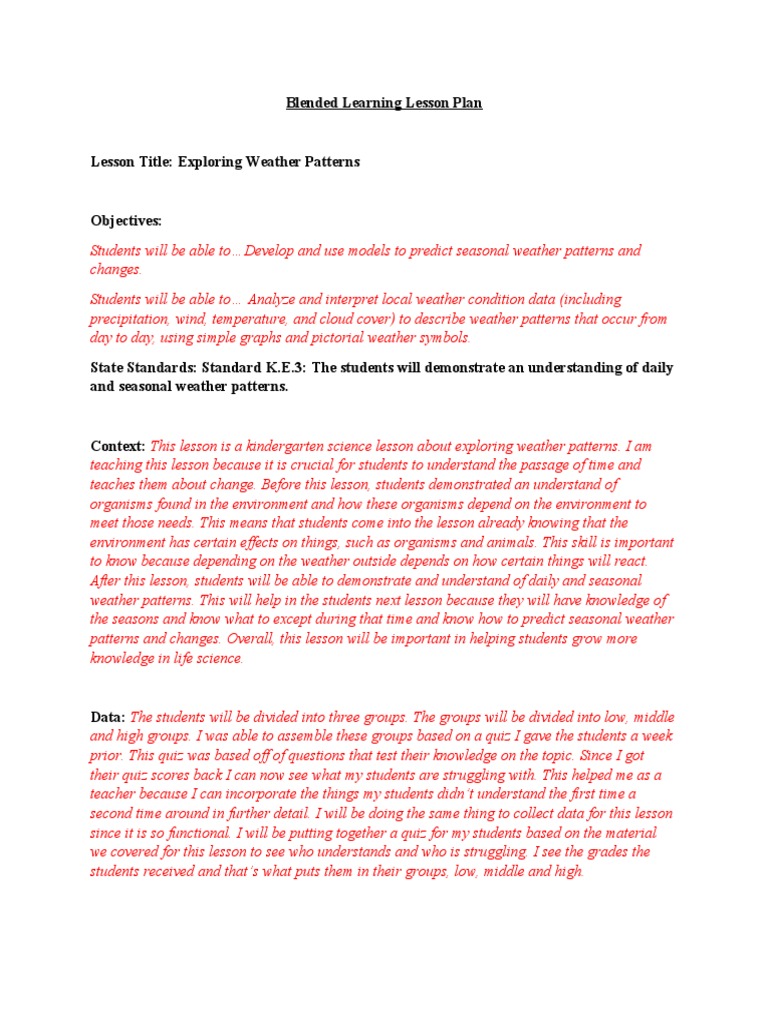 Blended Learning Lesson Plan | PDF | Weather | Classroom