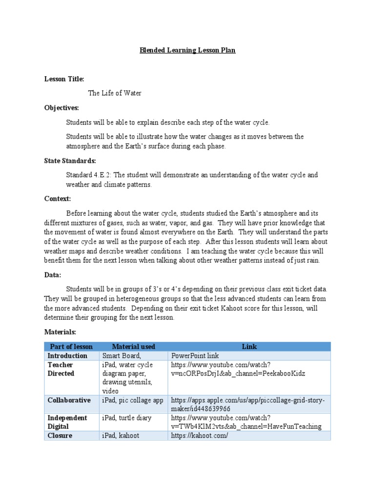 Blended Learning Lesson Plan | PDF | Learning | Cognition