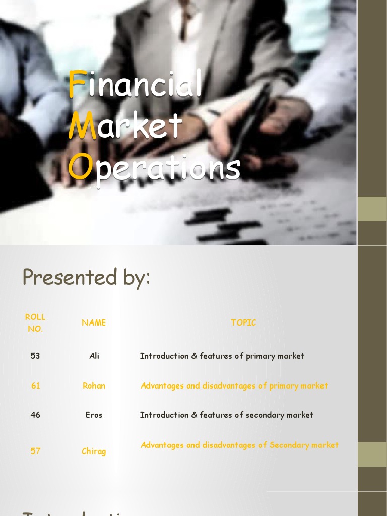 Financial Market Operations: Inancial Arket Perations | PDF | Market ...