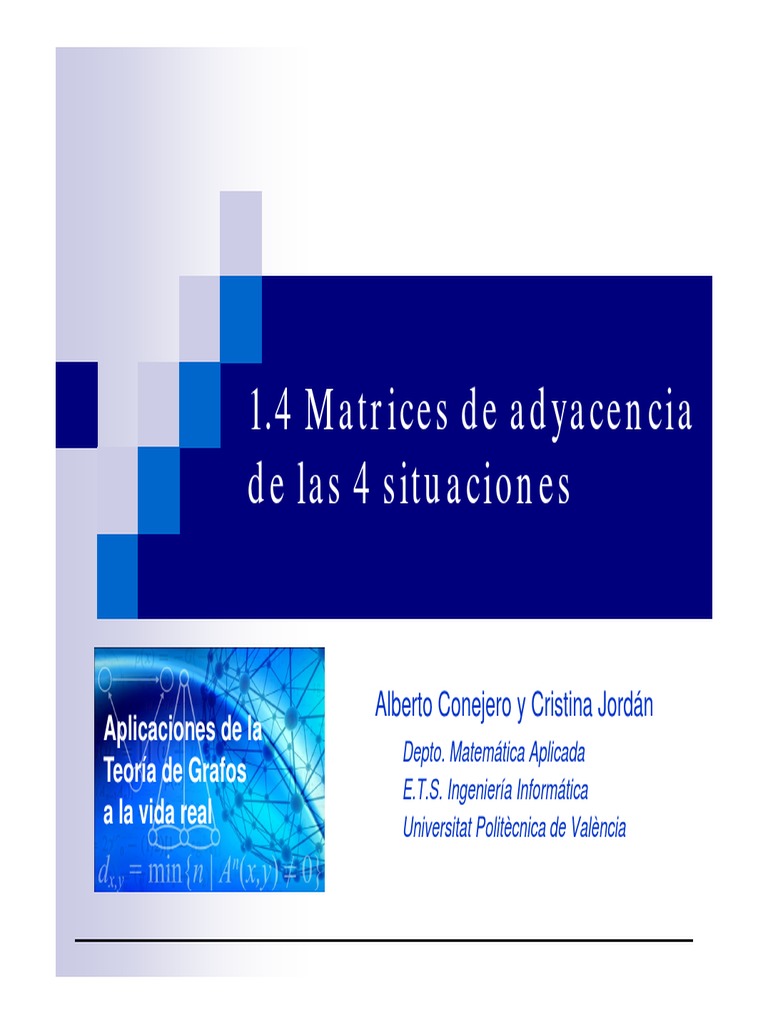 S1 4 Matrices de Adyacencia de Las Cuatro Situaciones | Descargar ...