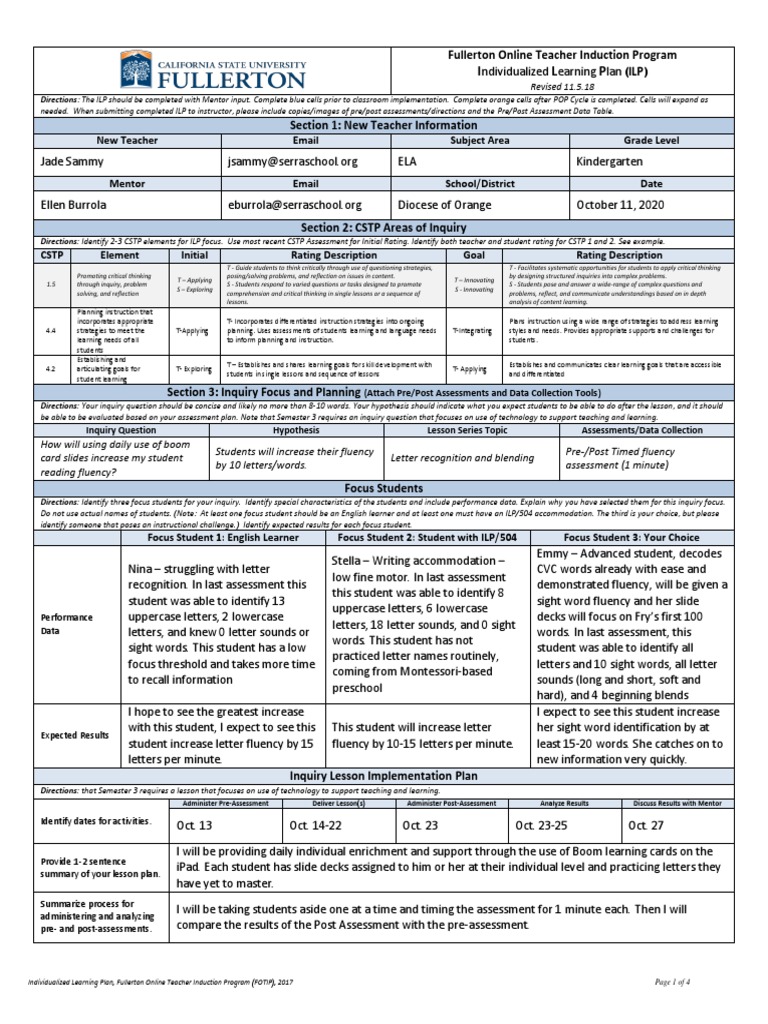 Ilp Completed | Download Free PDF | Teachers | Critical Thinking