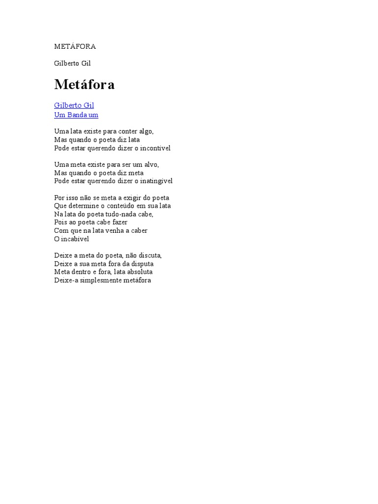 Metáfora na Música de Gilberto Gil | PDF | Poesia | Abstração