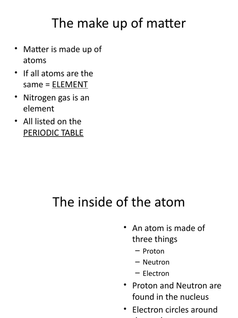 The Make Up of Matter | PDF