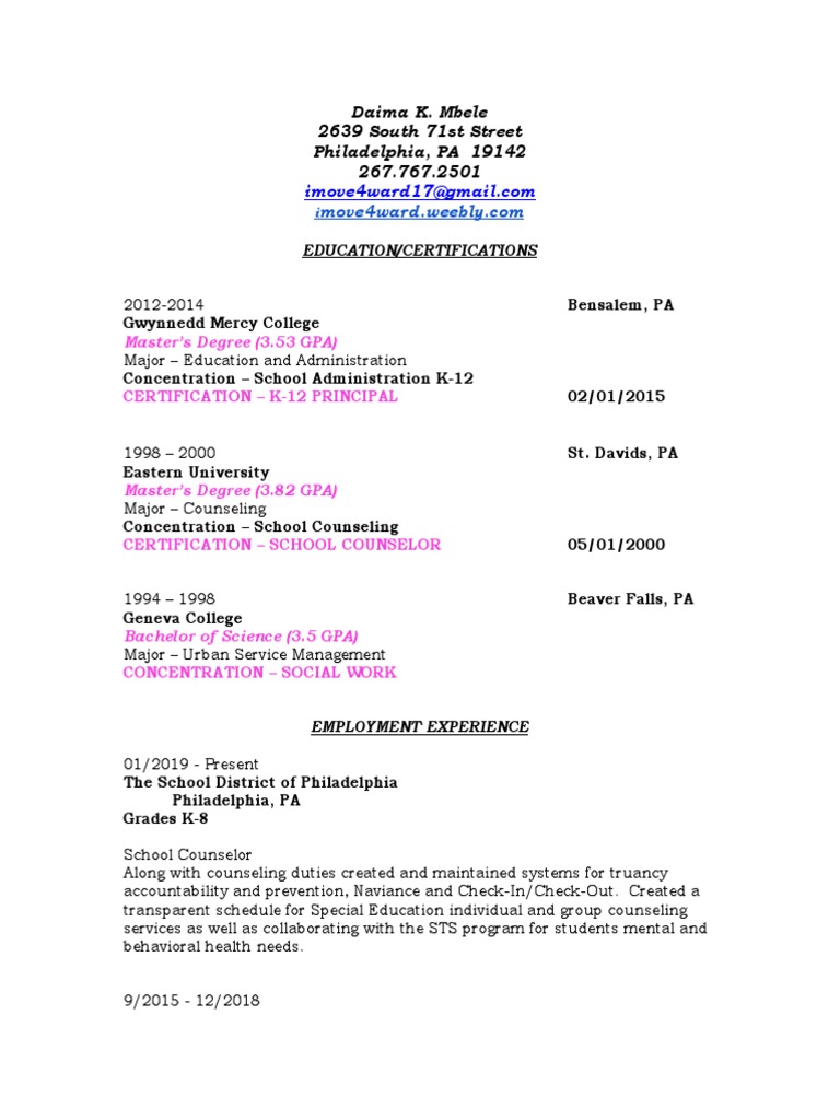 Resume Daima Mbele April 2019 | PDF | School Counselor | Special Education