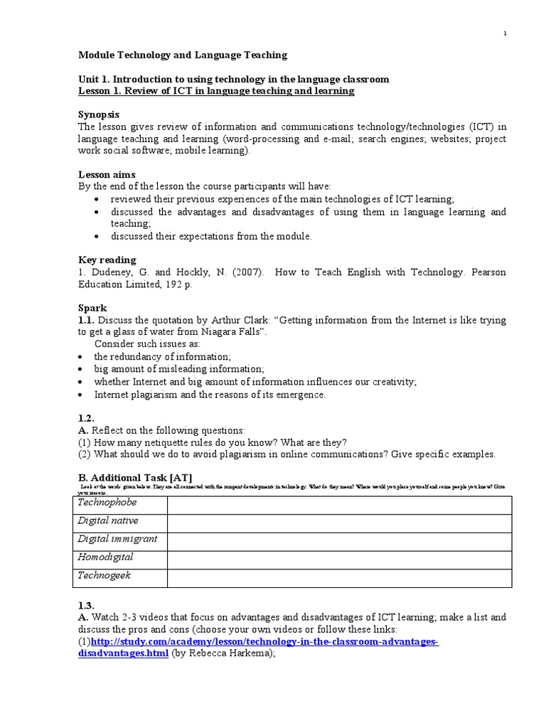 TLT Unit 1 Lesson 1 New | PDF | Educational Technology | World Wide Web