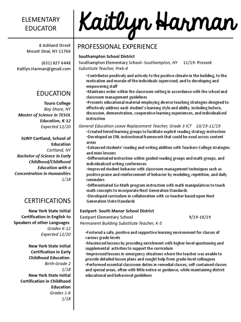 KH Resume | PDF | Teachers | Classroom