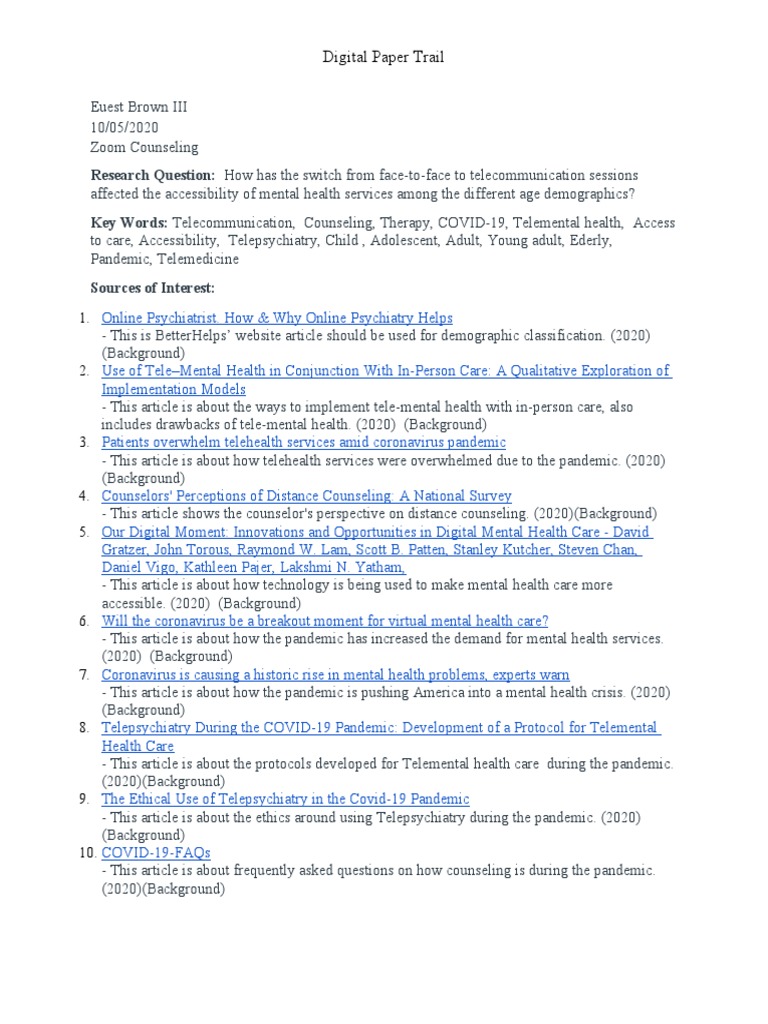 Digital Paper Trail 2 | PDF | Psychotherapy | Mental Health