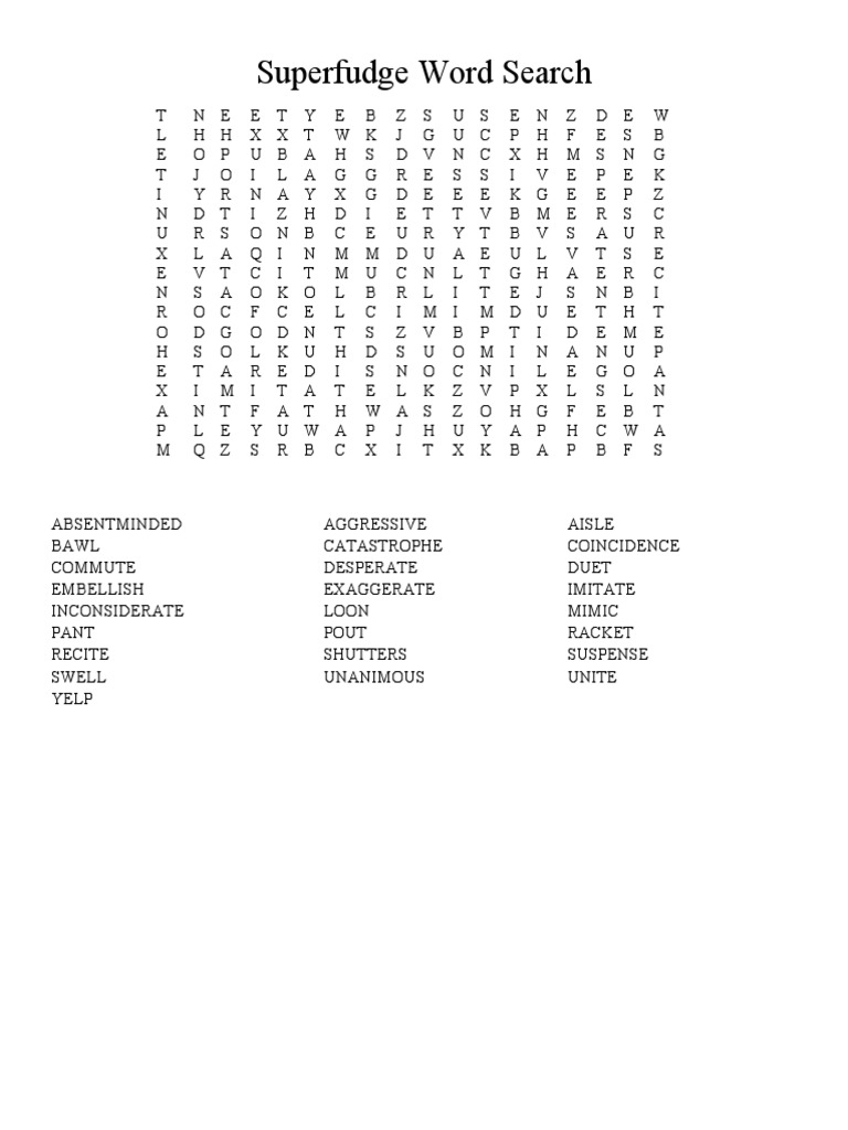 Superfudge Word Search Puzzle | PDF