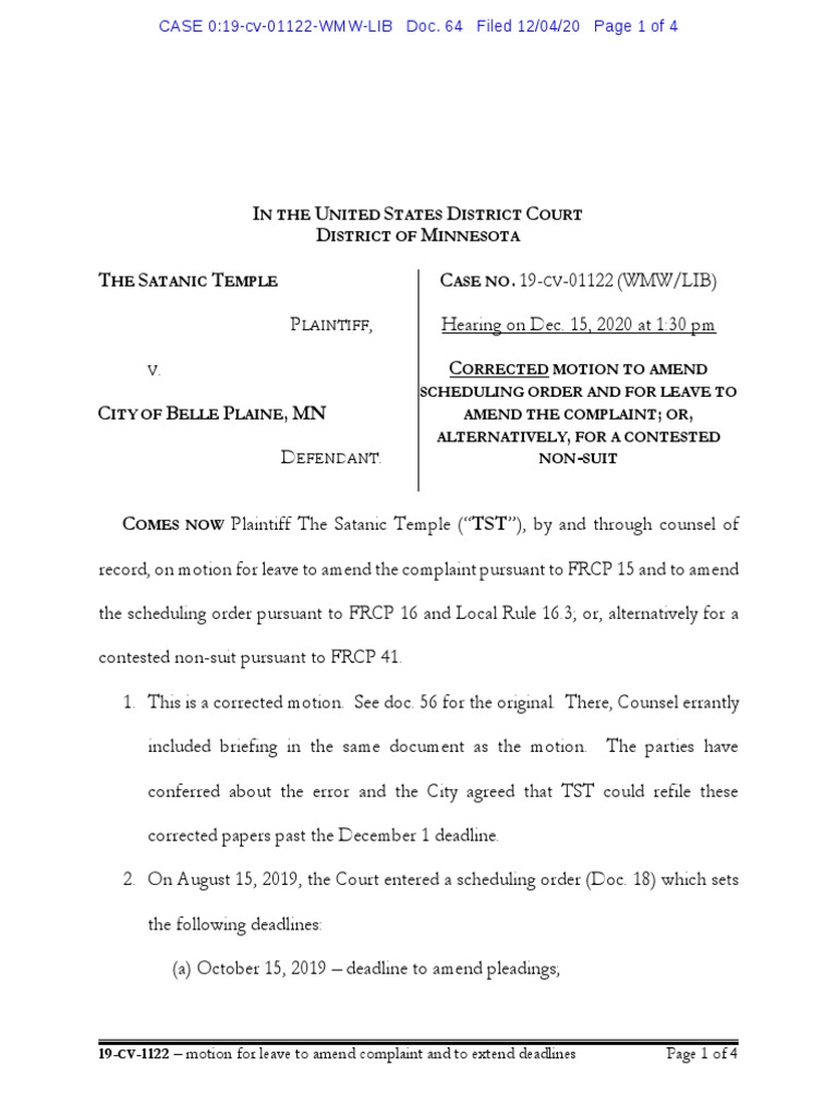 2020 12 04 - 64 - Corrected Motion To Amend PDF | PDF | Federal Rules ...