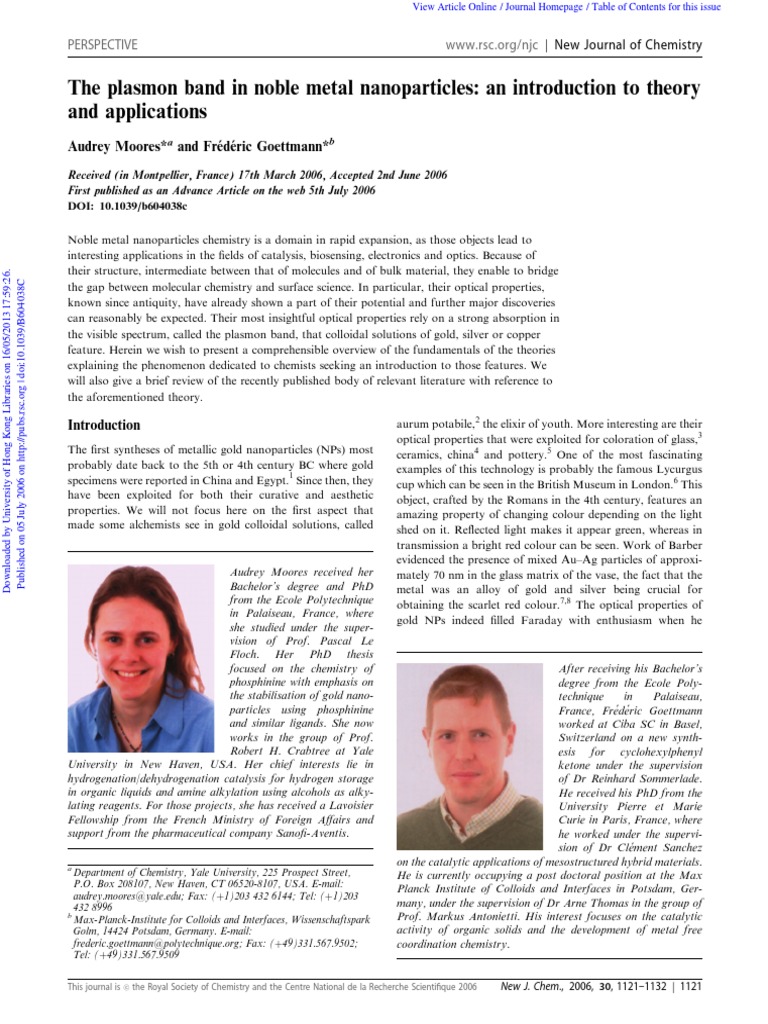 Understanding the Plasmon Band in Nanoparticles | PDF | Nanoparticle ...