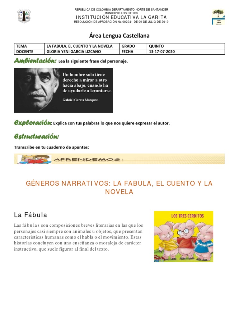 La Fabula - El Cuento - La Novela | PDF | Novelas | Cuentos
