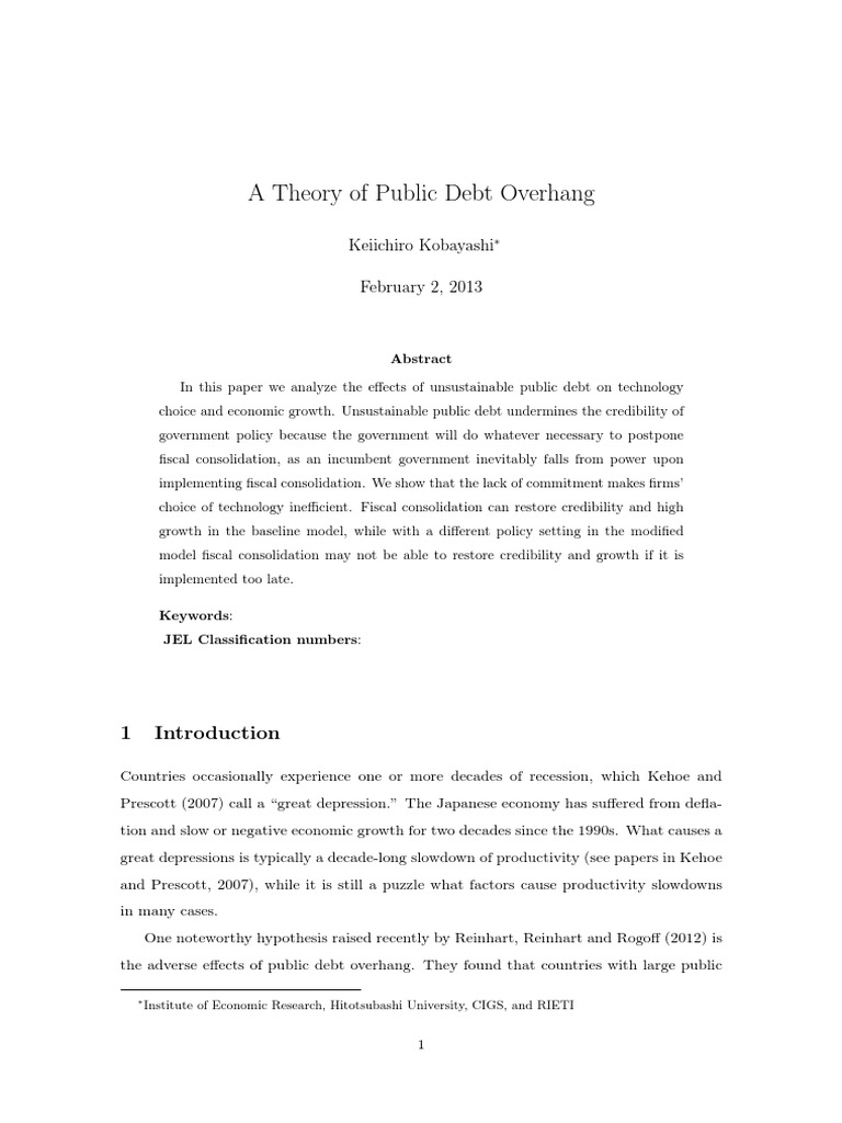 A Theory of Debt Overhang | PDF | Economic Growth | Fiscal Policy