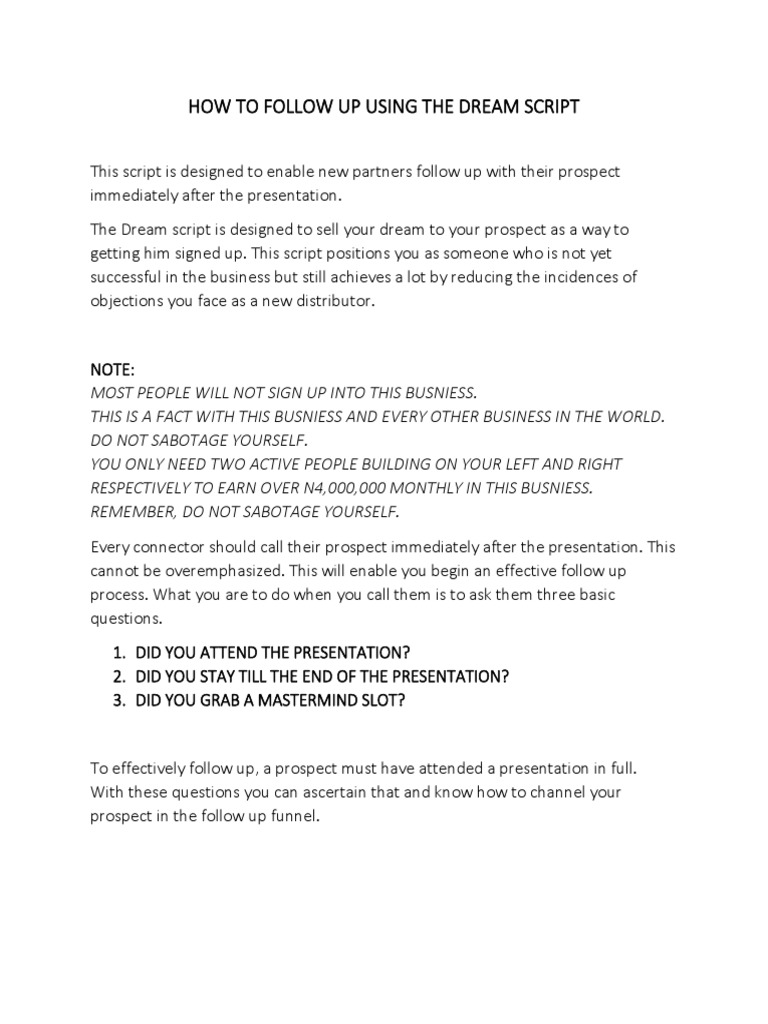 How To Use Dream Script | PDF