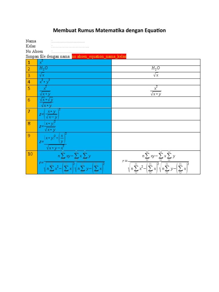Rumus Matematika dengan Equation | PDF
