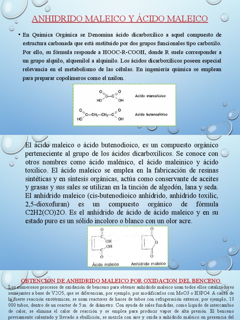 Anhidrido Maleico y Ácido Maleico | PDF | Benceno | Dióxido de carbono