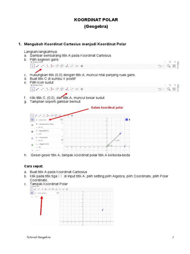 Tutorial Geogebra Koordinat Polar | PDF