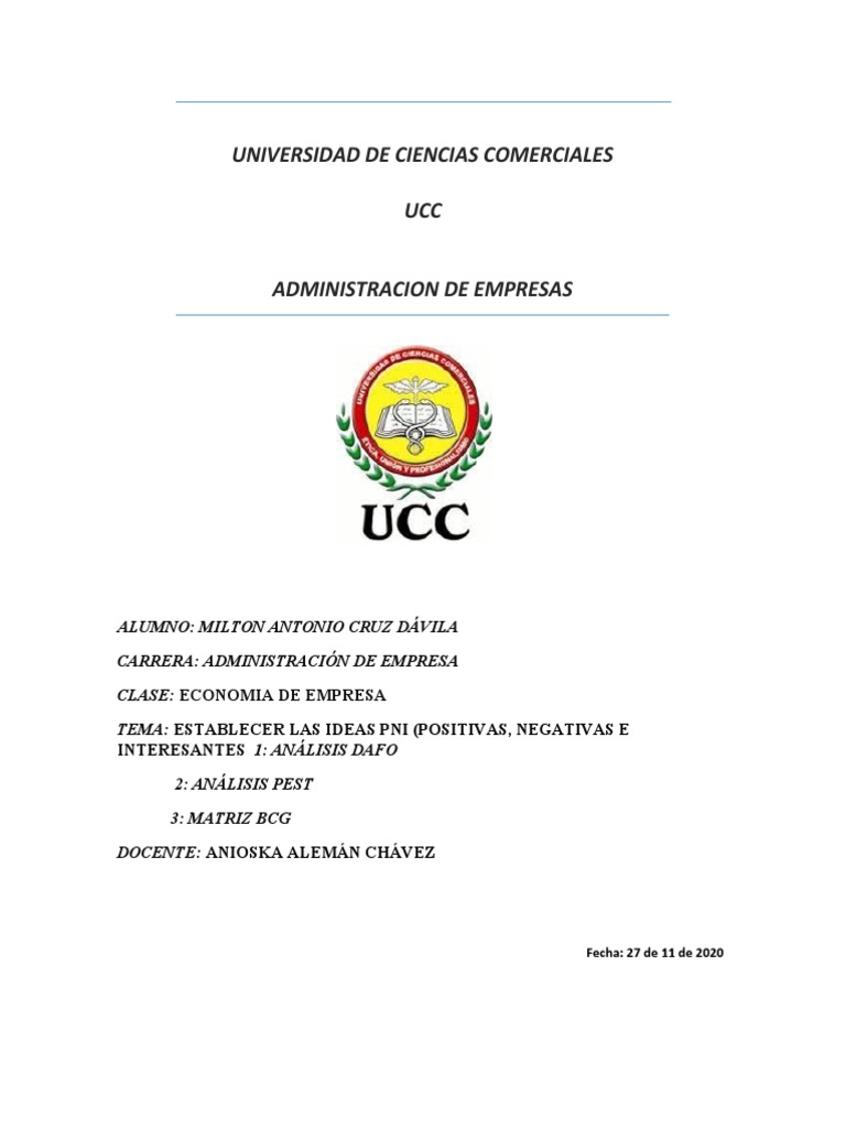 Ideas Pni | PDF | Análisis FODA | Bibliografía