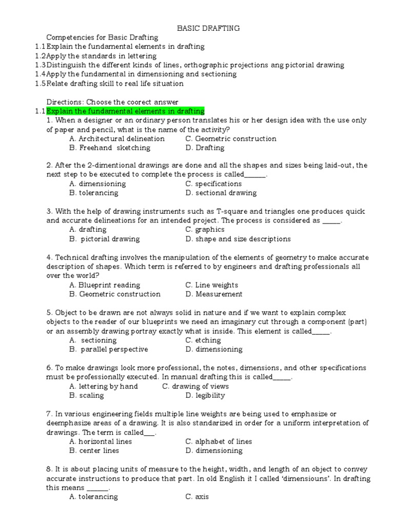 BASIC DRAFTING Reviewer | PDF | Technical Drawing | Infographics