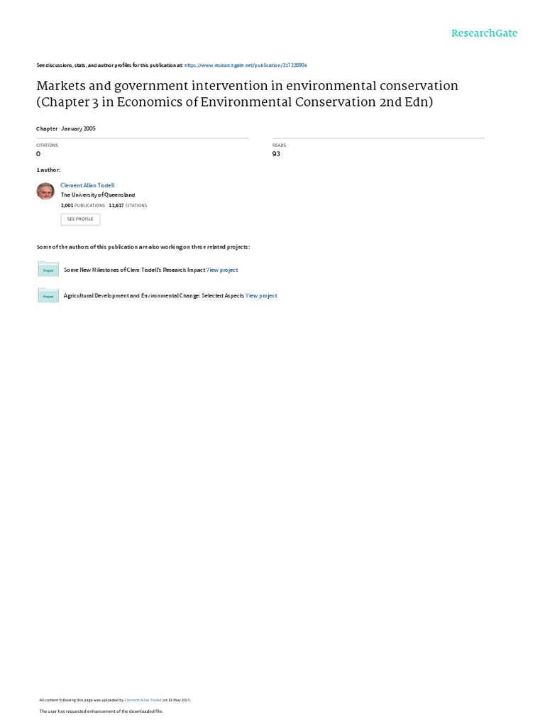 Markets and Government Intervention in Environmental Conservation ...