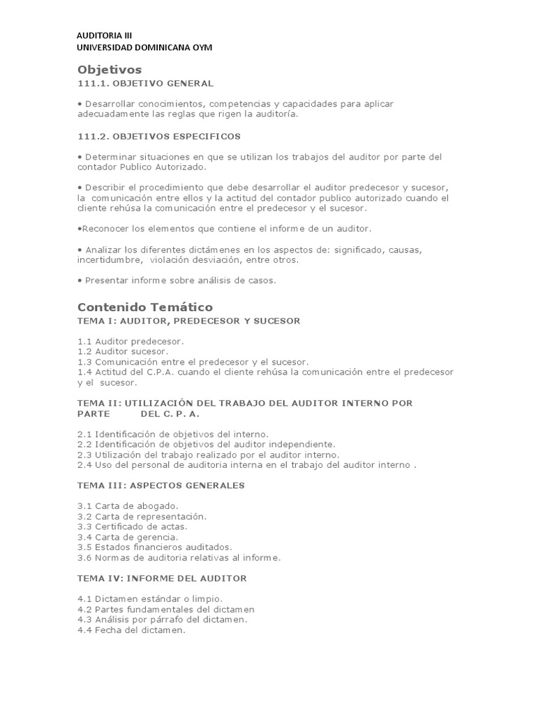 Auditor Predecesor y Sucesor en Auditoría | PDF | Auditoría | Contralor