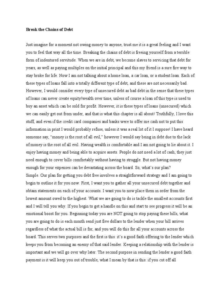 How To Get Debt Free Today and Change Your Life PDF | PDF | Loans ...