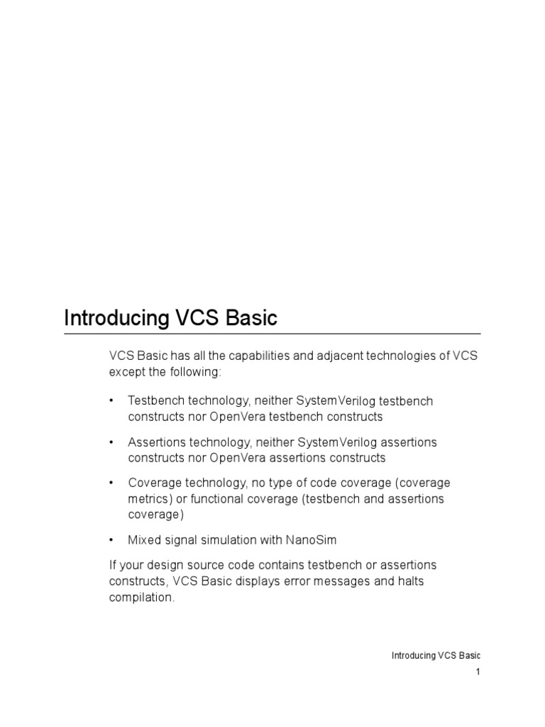 An Introduction to the Capabilities and Limitations of VCS Basic ...