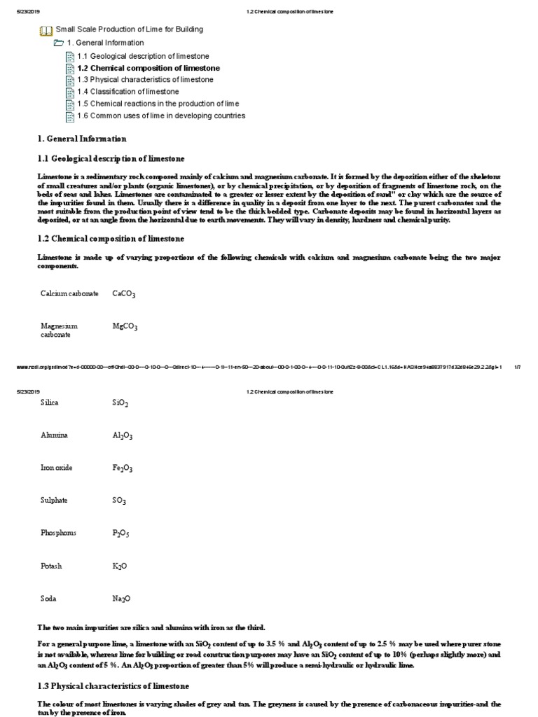 Chemical Composition of Limestone | PDF | Limestone | Mortar (Masonry)