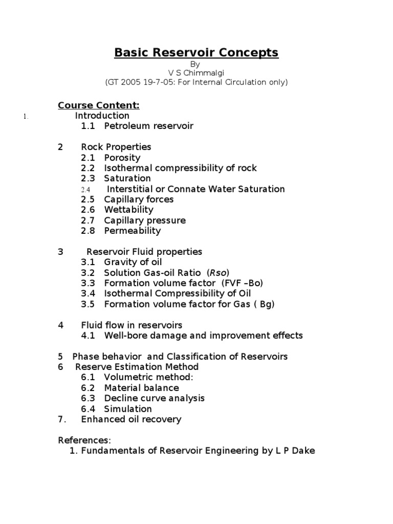 Basic Concepts of Reservoir Engineering | PDF