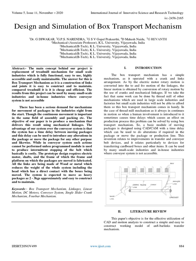 Design and Simulation of Box Transport Mechanism PDF | PDF | Machines ...