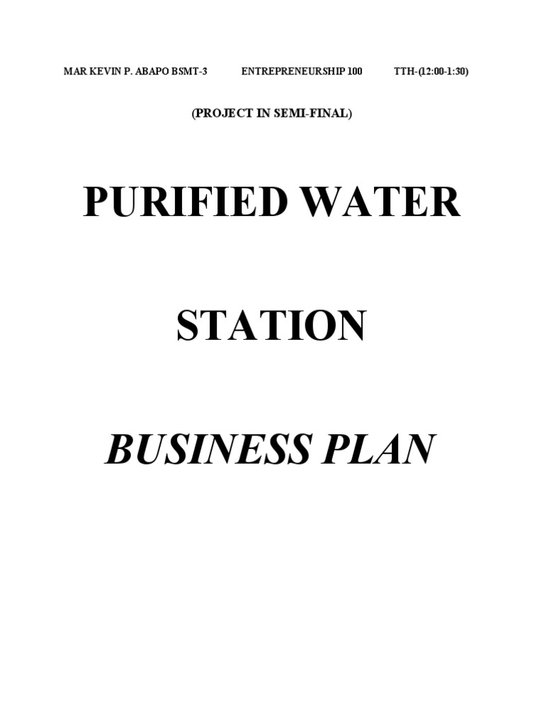 Purified Water Station: Business Plan | PDF | Retail | Competition