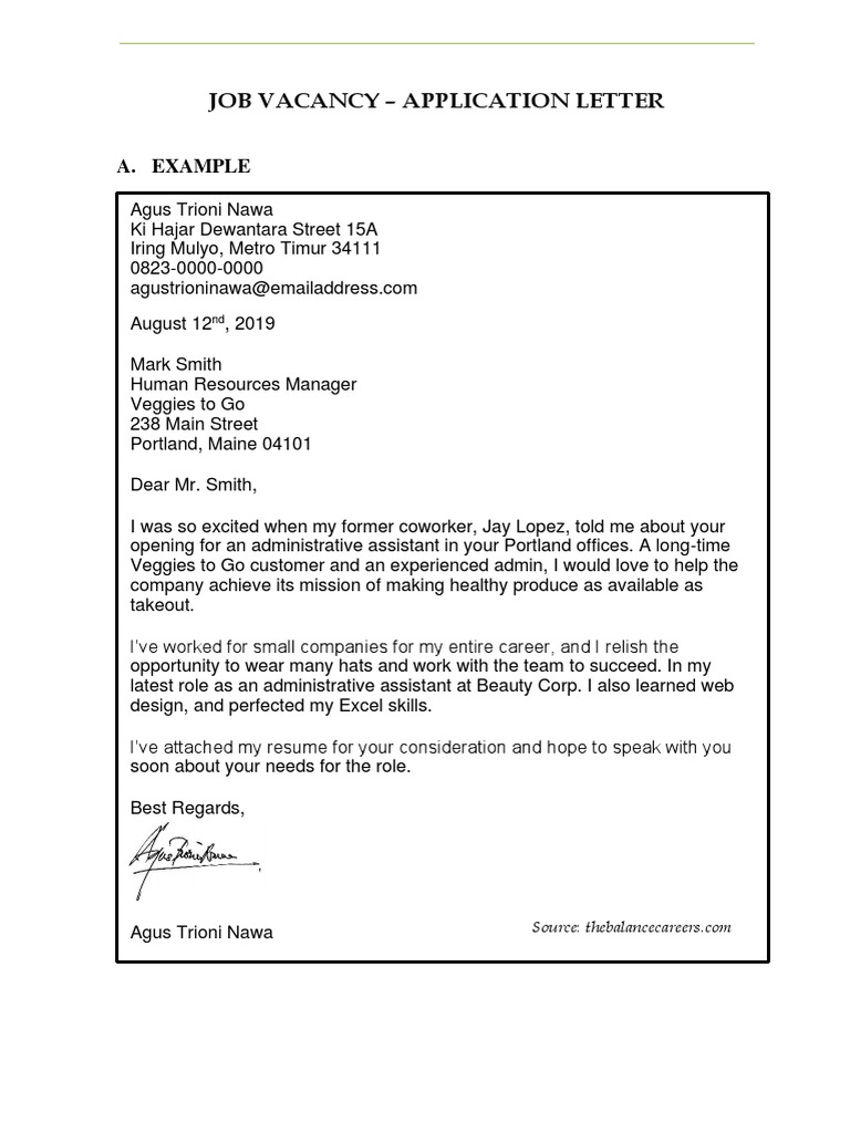 Assignment Application Letter (Part 1) PDF | PDF | Business