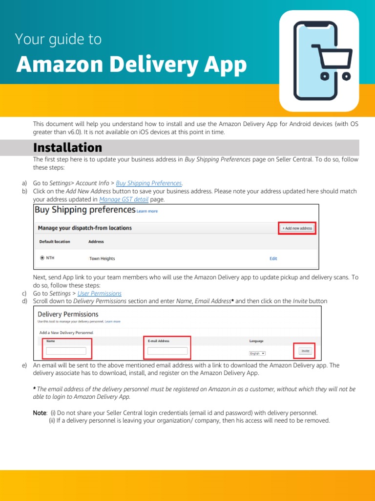 Install and Use Amazon Delivery App | PDF | Business