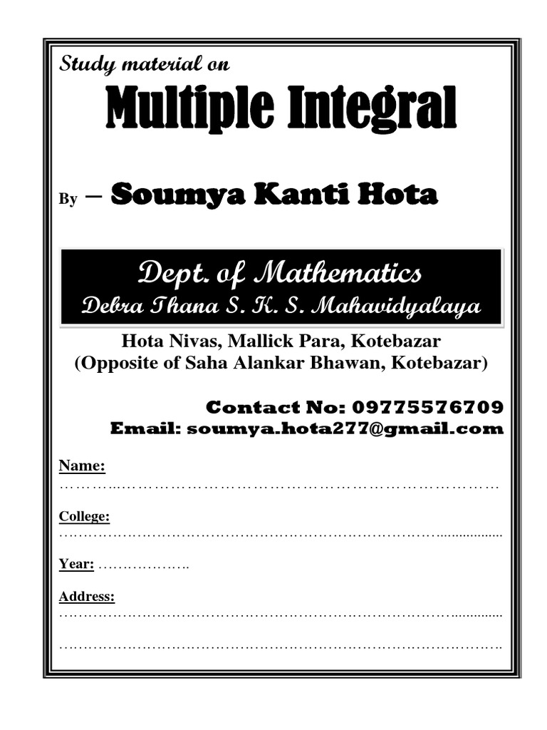 Multiple Integral | PDF | Integral | Analysis