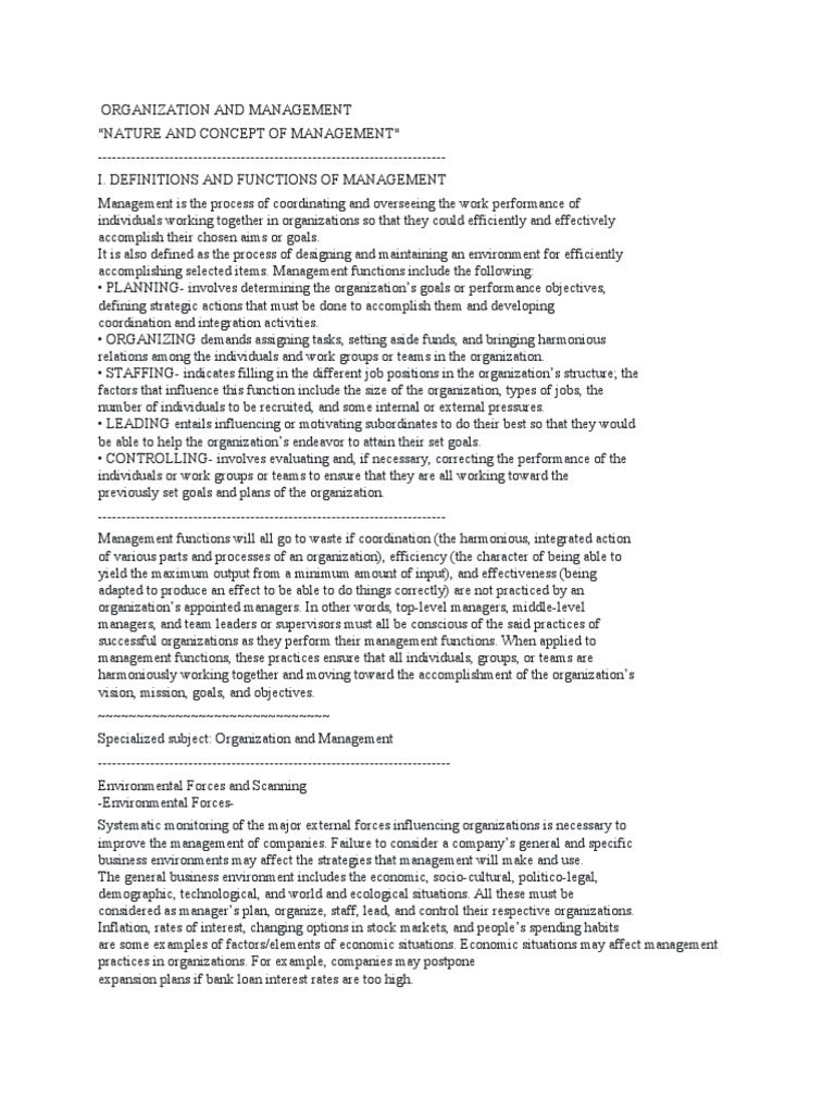 Organization and Management | PDF | Goal | Employment