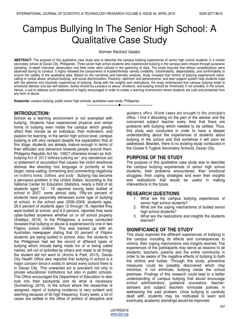 Campus Bullying in The Senior High School: A Qualitative Case Study ...
