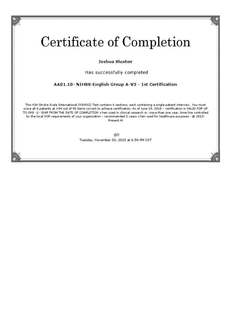 Nihss Certification | PDF