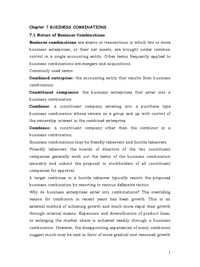 Chapter 7 BUSINESS COMBINATIONS | PDF | Goodwill (Accounting) | Stocks