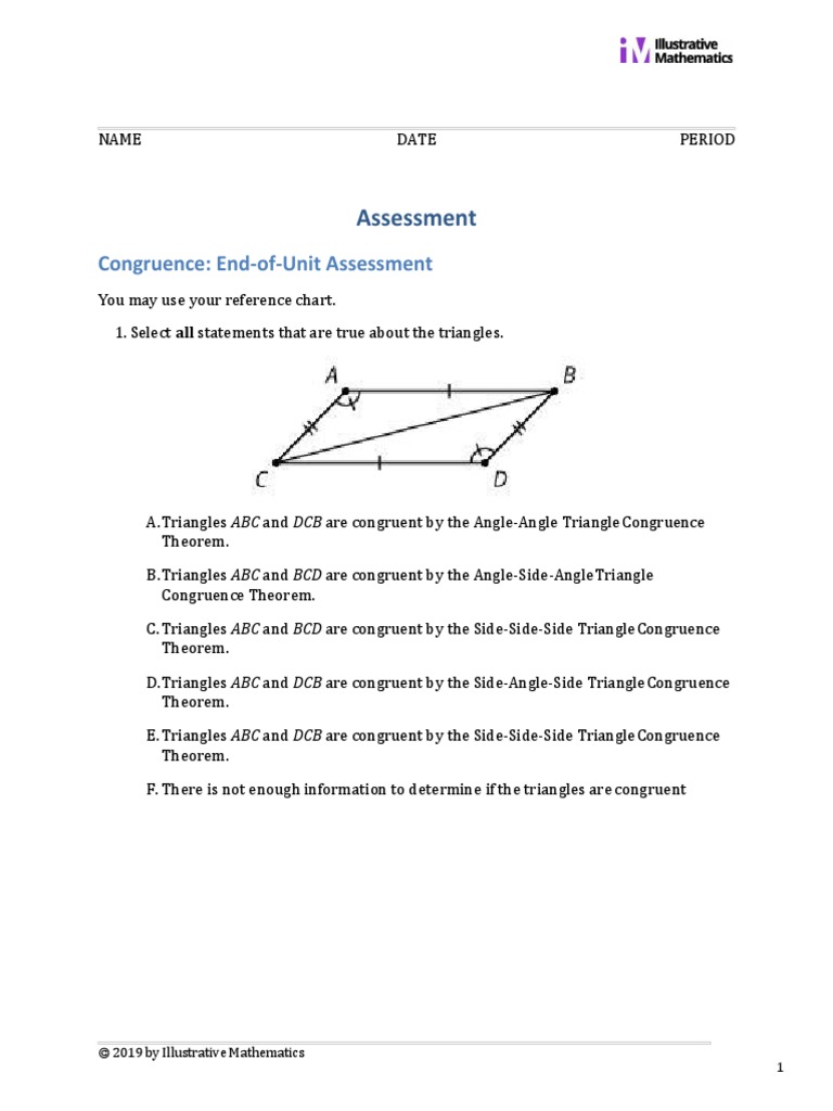 Geometry 2 End of Unit Assessment Assessment | PDF | Triangle ...